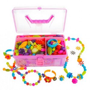 gili pop beads - jewelry making kit for 3 4 5 6 7 8 year old little girls - arts and crafts toys for kids age 4yr-8yr - necklace bracelet creativity snap set top best christmas birthday gifts (500pcs)