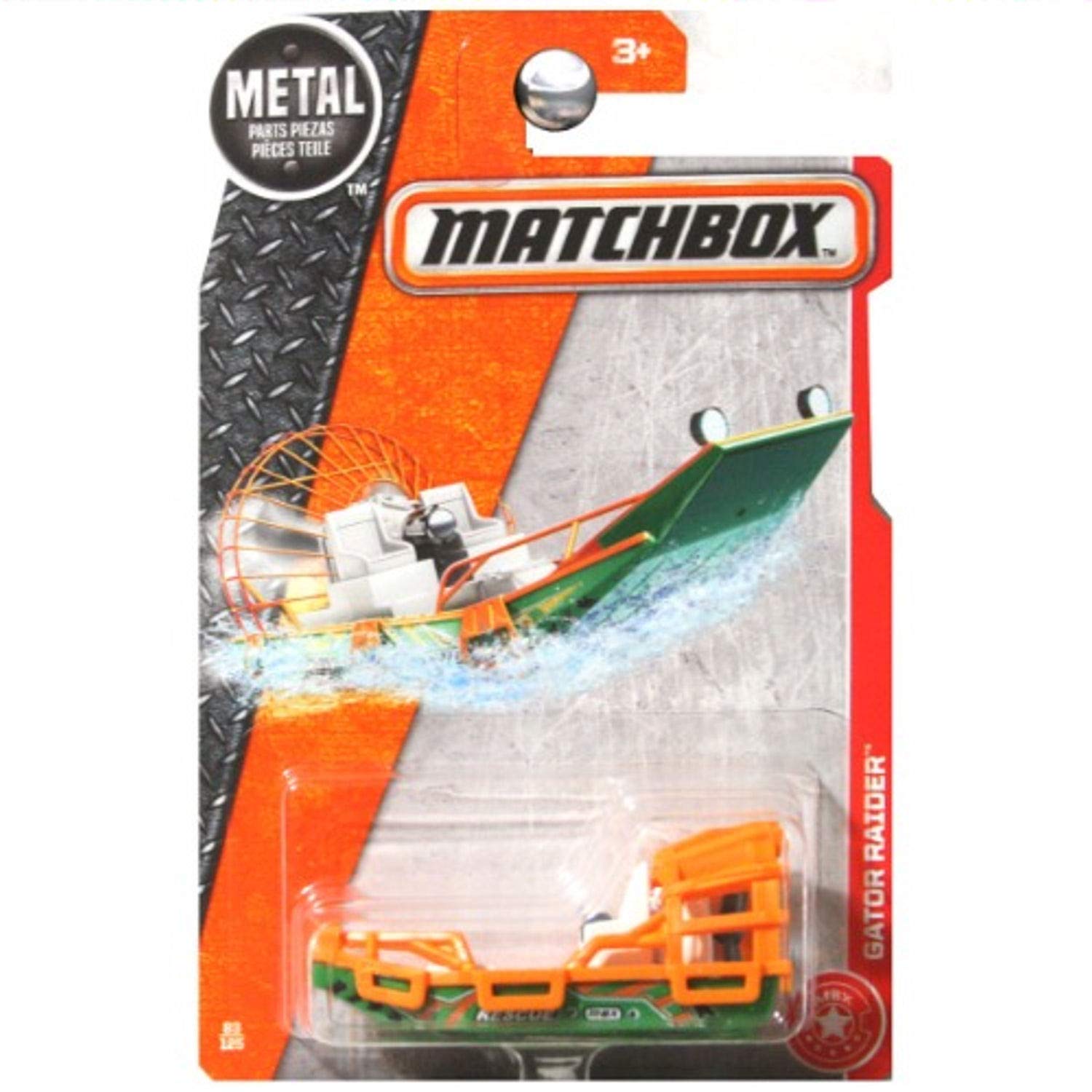 Matchbox 2017 MBX Heroic Rescue Gator Raider Pontoon Air Boat Orange