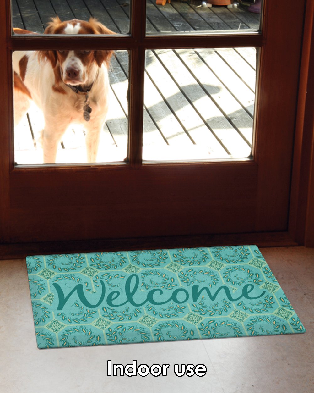 Toland Home Garden 800325 Elegant Ivy Welcome- Teal Welcome Door Mat 18x30 Inch Outdoor Doormat for Entryway Indoor Entrance