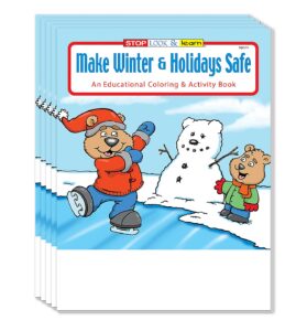 zoco - make winters & holidays safe - coloring books (25 bulk pack, without crayons) - stocking stuffers, toys, holiday, christmas party favors, puzzles, word search, activities for kids