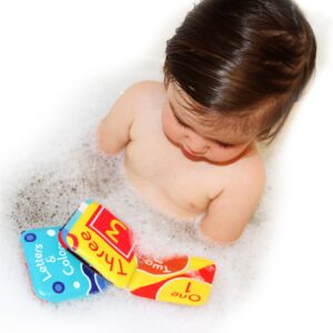 Floating Baby Bath Books Set of 4 - Bath Books for Babies, Infants - Waterproof, Mold-Free Bath Toys for Learning & Early Education (Fruit, Ocean, ABC, Numbers Books)