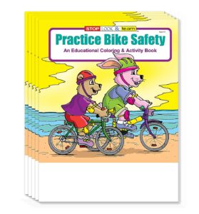 zoco - bike safety - educational coloring books (25 bulk pack, without crayons) - bicycle rules, road, helmet safety - games, puzzles, activities for kids