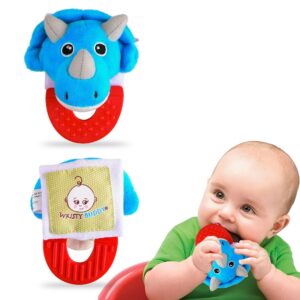 wristy buddy teething ring for babies 0-6 8 10 12 months | cute soft animal teething toys & gloves | baby teething relief toy pack | infant chew toys for 3-6 months, 1 2 3 years