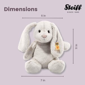 Steiff Hoppie Rabbit Toy Figure, Premium Stuffed Animal (Light Grey, 11"), Soft & Cuddly Plush for Kids, Boys & Girls