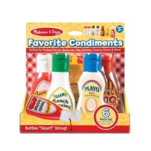 Melissa & Doug 5-Piece Favorite Condiments Play Food Set - Play Ketchup and Mustard Bottles, Pretend Play Food Set For Kids Ages 3+