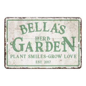 personalized vintage distressed look herb garden metal room sign (8x12 inches)