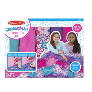 melissa & doug created by me! flower fleece quilt no-sew craft kit (48 squares, 4 feet x 5 feet)