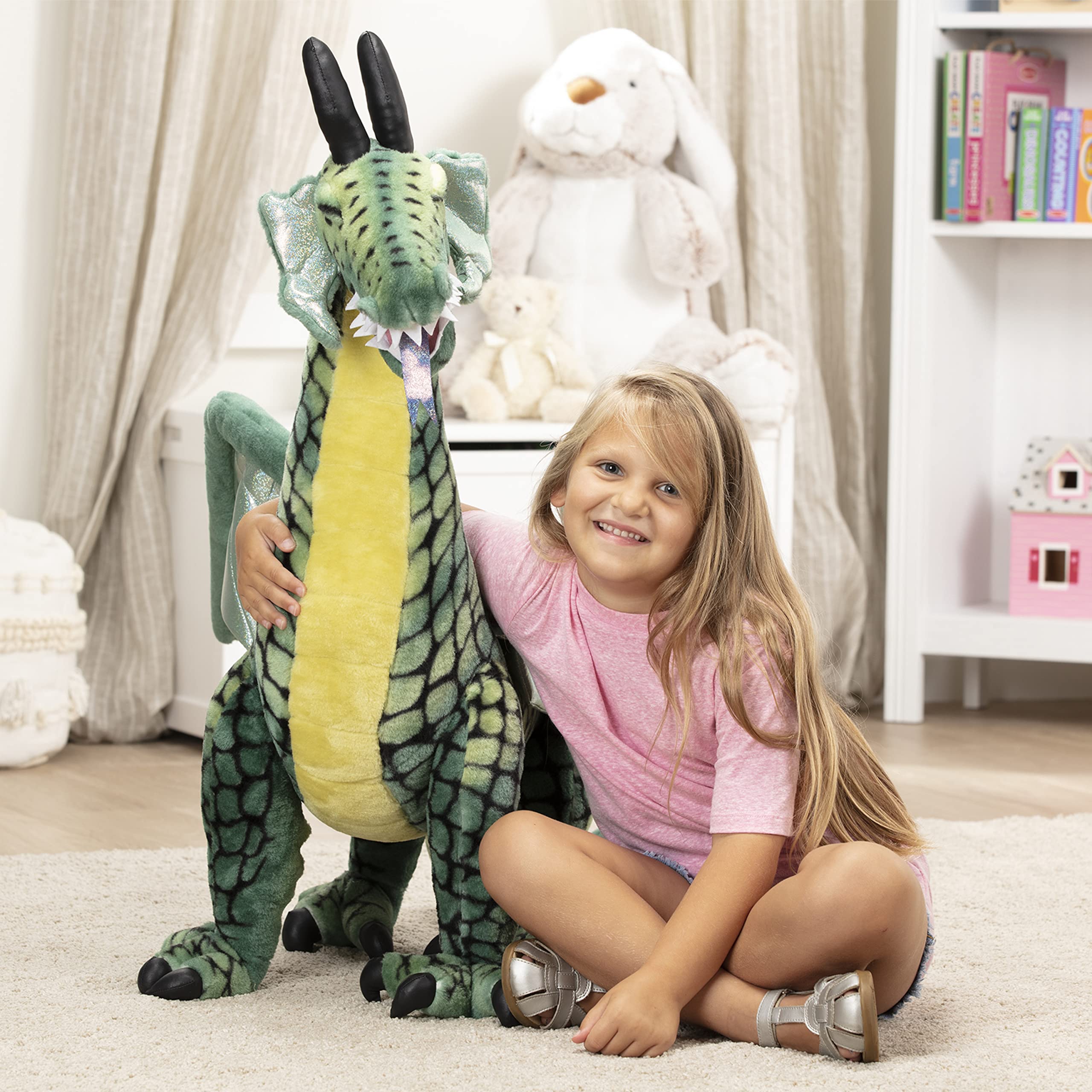 Melissa & Doug Lifelike Plush Giant Winged Dragon Stuffed Animal (36 x 40.5 x 16 in)