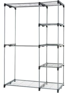 amazon basics double rod freestanding closet, silver