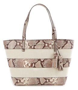 michael michael kors tasseled snake‑print striped canvas large