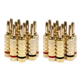 monoprice 121820 24k gold plated speaker banana plugs, closed screw type (10 pairs)