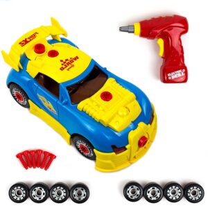 take apart toy racing car kit for kids - 30 pieces with engine sounds & toy tools for kids build your own model race car kit construction set