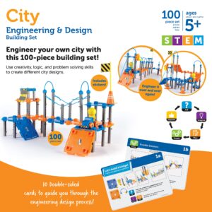 Learning Resources City Engineering and Design Building Set, Ages 5+,100 Pieces, Engineer STEM Toy, Construction Toys, Simple Machines Kids