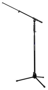 rockville rvmic3 tripod microphone stand with quick release hand clutch & boom, black