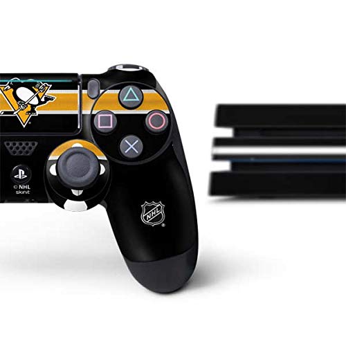 Skinit Decal Gaming Skin Compatible with PS4 Pro Console and Controller Bundle - Officially Licensed NHL Pittsburgh Penguins Jersey Design