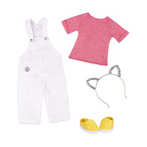 Glitter Girls – Glisten & Glam - Lace Overalls & Cat Ear Deluxe Outfit - 14-inch Doll Clothes– Toys, Clothes & Accessories For Girls 3-Year-Old & Up, includes Top (1)