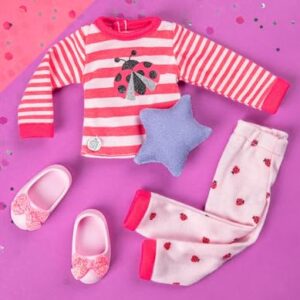 Glitter Girls - Ladybug Shimmer Pajama Top & Pant Regular Outfit - 14-inch Doll Clothes & Accessories Toys, 36 months to 144 months