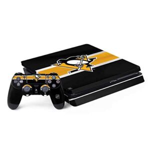 skinit decal gaming skin compatible with ps4 slim bundle - officially licensed nhl pittsburgh penguins jersey design