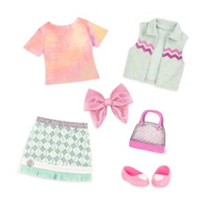 glitter girls – dazzling denim skirt & top deluxe outfit - 14-inch doll clothes & accessories for girls age 3 & up (gg50091z)