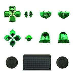 wps touch pad thumbsticks dpad full buttons set replacement parts for ps4 playstation 4 dualshock 4 controller shell ( for gen 1 controllers) (chrome green)