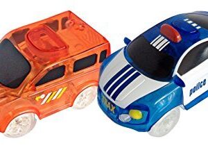 Mindscope Twister Tracks Neon Glow in The Dark Add On Emergency Car Series Set of 2 (Police Car and Fire Truck)