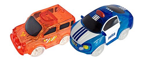 Mindscope Twister Tracks Neon Glow in The Dark Add On Emergency Car Series Set of 2 (Police Car and Fire Truck)