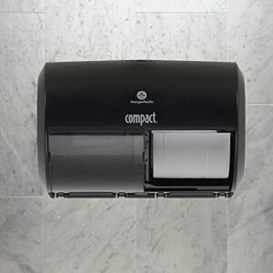 Compact 2-Roll Side-by-Side Coreless High-Capacity Toilet Paper Dispenser by GP PRO (Georgia-Pacific), Black, 56784A, 1 Dispenser