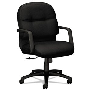 hon pillow-soft mid-back office chair with arms fabric: black