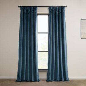 hpd half price drapes heritage plush velvet curtains 96 inches long room darkening curtains for bedroom & living room 50w x 96l, (1 panel), avalon blue