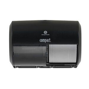 compact 2-roll side-by-side coreless high-capacity toilet paper dispenser by gp pro (georgia-pacific), black, 56784a, 1 dispenser