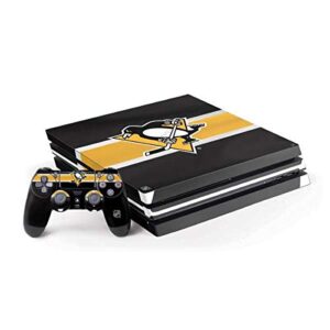 skinit decal gaming skin compatible with ps4 pro console and controller bundle - officially licensed nhl pittsburgh penguins jersey design