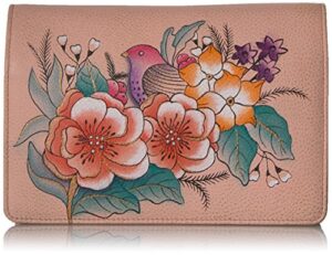 anna by anuschka women’s hand-painted genuine leather two fold wallet on a string - vintage garden