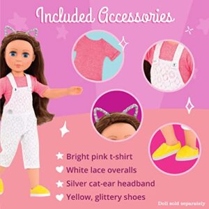 Glitter Girls – Glisten & Glam - Lace Overalls & Cat Ear Deluxe Outfit - 14-inch Doll Clothes– Toys, Clothes & Accessories For Girls 3-Year-Old & Up, includes Top (1)