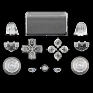 wps touch pad thumbsticks dpad home full buttons set replacement parts for ps4 playstation 4 dualshock 4 controller shell (for gen 1 controllers) (transparent clear)