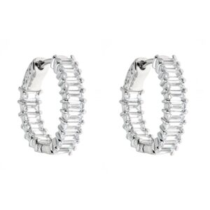 platinum plated 925 sterling silver baguette cubic zirconia full ring pave cz hoop earrings