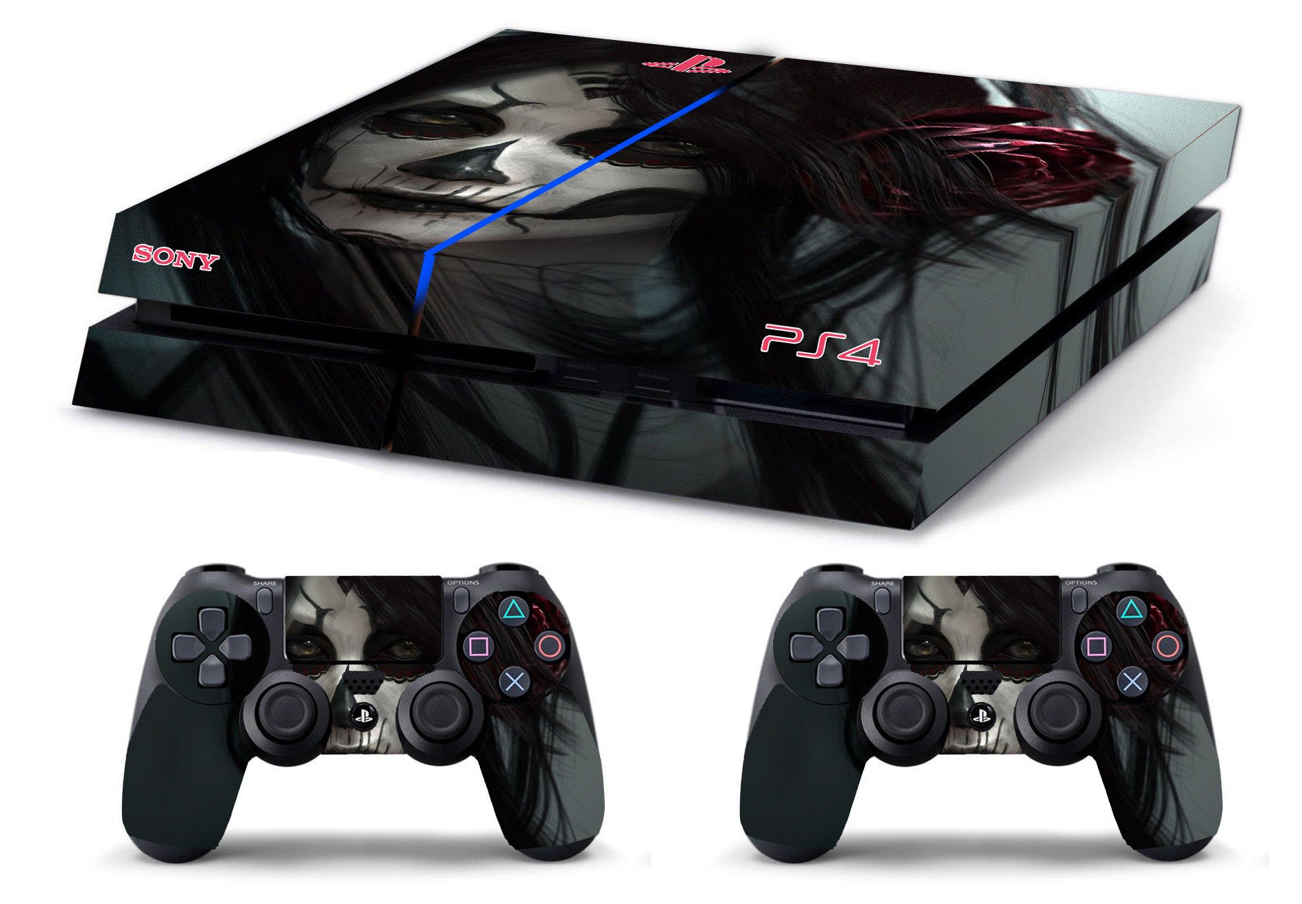 Skin Ps4 Old - SKULL WOMAN - limited edition DECAL COVER ADESIVA Playstation 4 Slim SONY BUNDLE