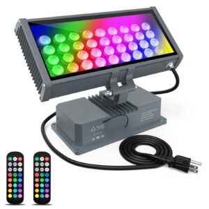 atcd led wall washer lights with rf remote, 144w rgbw color changing flood lighting waterproof wall washer led light bar for outdoor/indoor lighting projects, hotels, building wall decorations