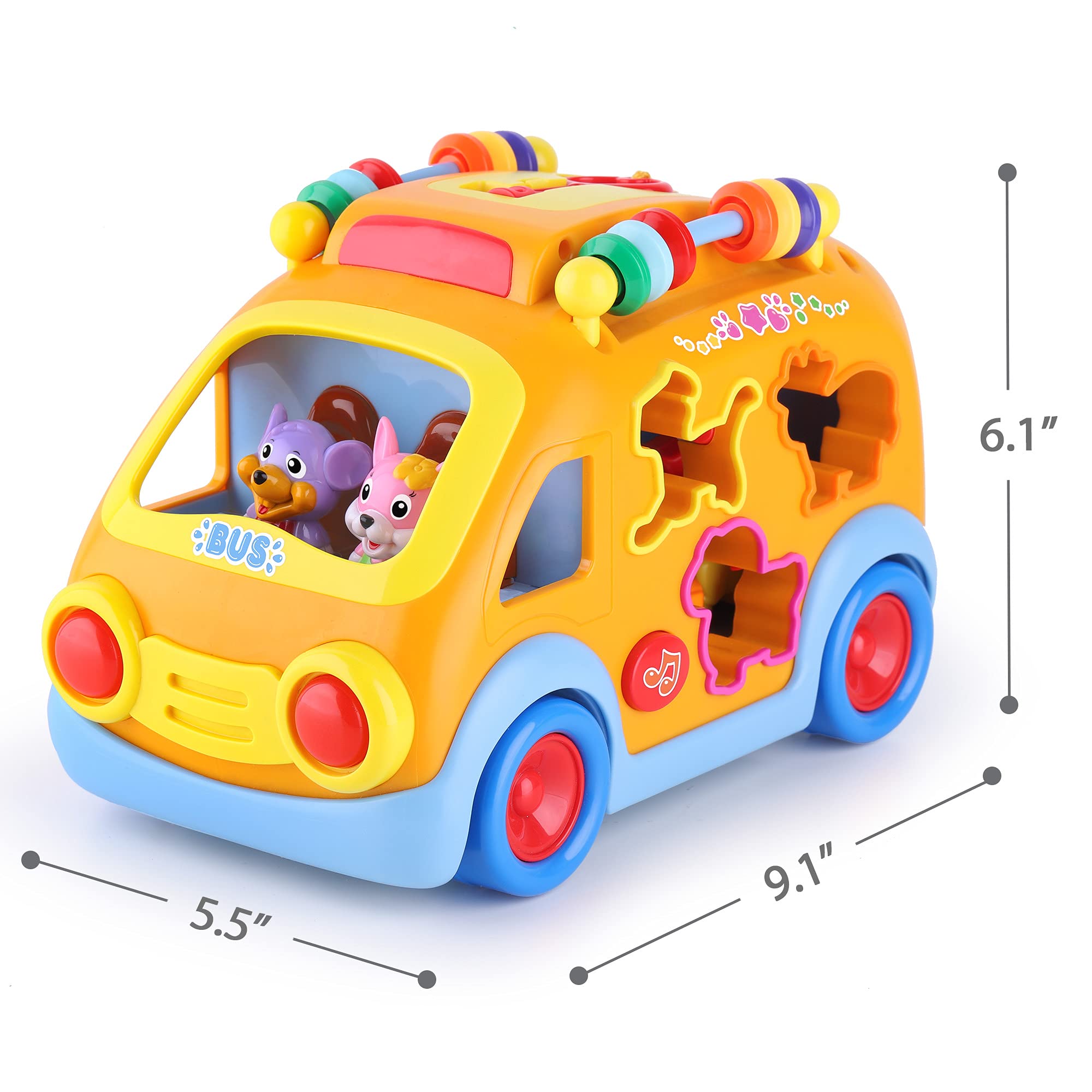 iPlay, iLearn Toddler Music Bus Toy, Baby Push Go Car for 18 Month, Musical Learning Animal School Bus, Kids Educational Learning Toy, Early Development Birthday Gifts for 2 3 4 Year Old Boys Girls