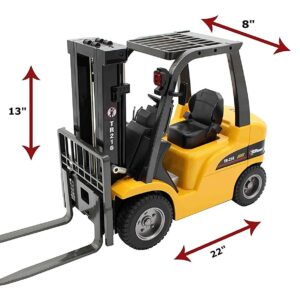 Top Race Jumbo Remote Control Forklift 13 Inch Tall, 8 Channel Full Functional Professional RC Forklift Construction Toys, High Powered Motors, 1:10 Scale - Heavy Metal - (TR-216)