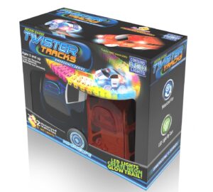 mindscope twister tracks neon glow in the dark add on emergency car series set of 2 (police car and fire truck)