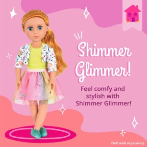 Glitter Girls Shimmer Glimmer Floral Fashion Doll Clothes & Accessories for 14 inch Dolls | Urban Top, Flower Jacket & Tutu Skirt Outfit – for 3+ Year Old Girls