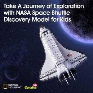 3D Puzzles for Kids Ages 3-5 4-8 National Geographic NASA Space Shuttle Rocket Ship, Space Toys for Kids 3-5 Space Toys for Boys 5-8, Space Exploration with Booklet, Toys for 5 Year Old Boys Girls