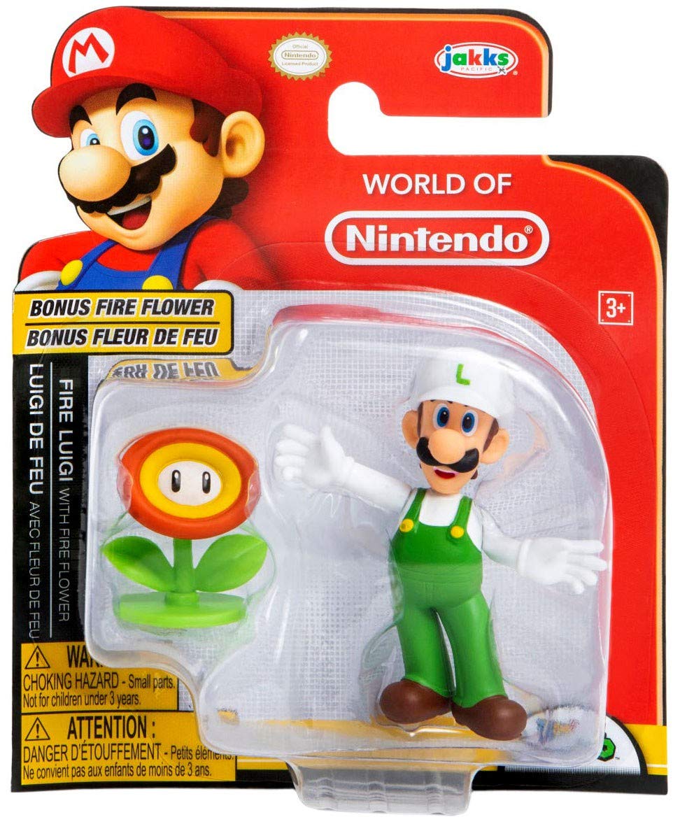 World Of Nintendo Super Mario Fire Luigi with Bonus Fire Flower