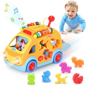 iplay, ilearn toddler music bus toy, baby push go car for 18 month, musical learning animal school bus, kids educational learning toy, early development birthday gifts for 2 3 4 year old boys girls