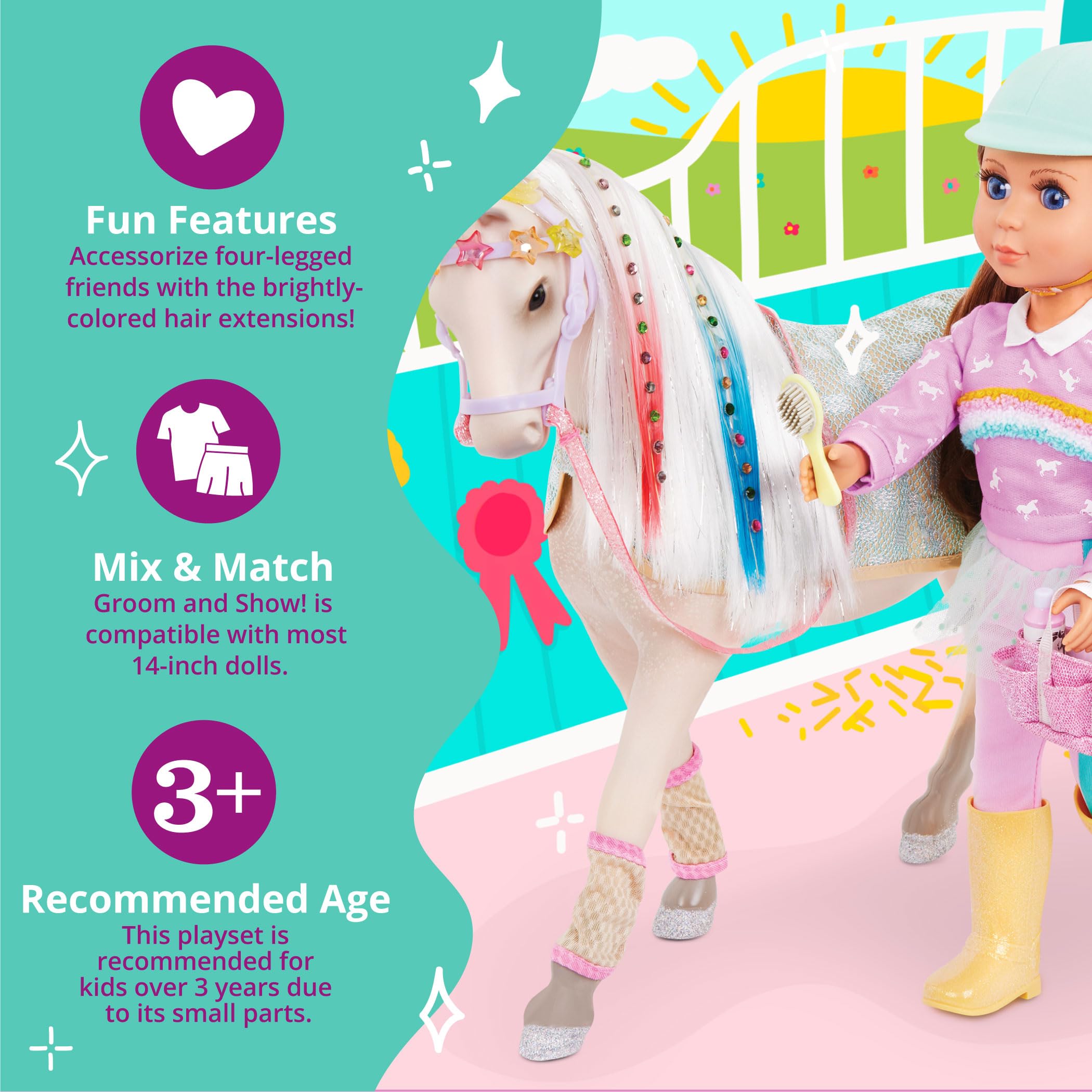 Glitter Girls – Groom and Show Equestrian Accessory Set – 14-inch Doll Clothes and Accessories for Girls Age 3 and Up includes Horse Blanket (1)