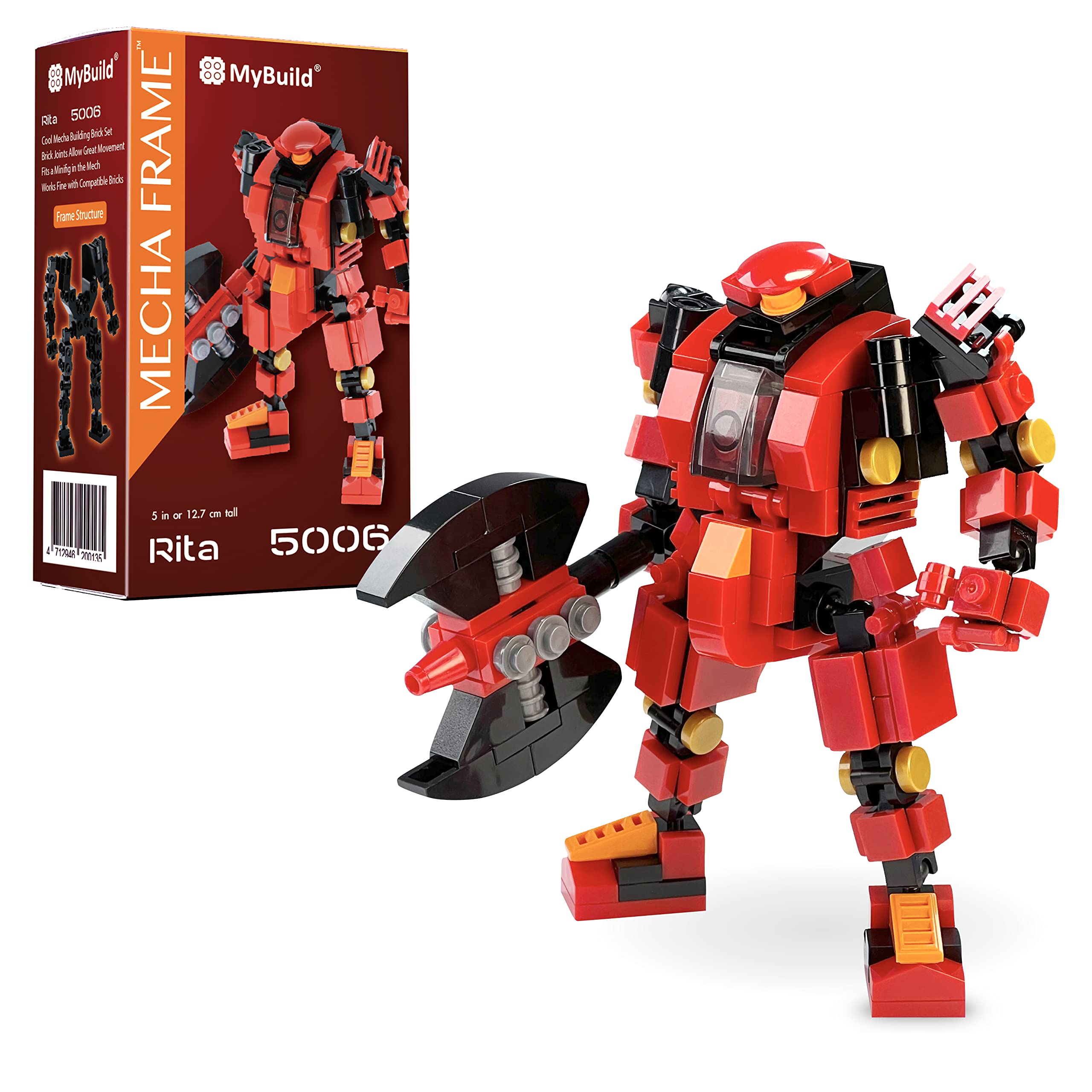 MyBuild Mecha Frame Rita 5006 - Red Robot Armor Mech Suit, Sci-Fi Building Bricks Mecha Building Kit