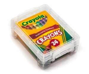 crayola crayons 24 count with clear super stacker plastic crayon box (bundle)