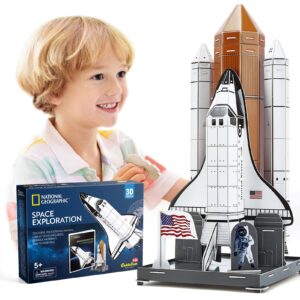 3d puzzles for kids ages 3-5 4-8 national geographic nasa space shuttle rocket ship, space toys for kids 3-5 space toys for boys 5-8, space exploration with booklet, toys for 5 year old boys girls