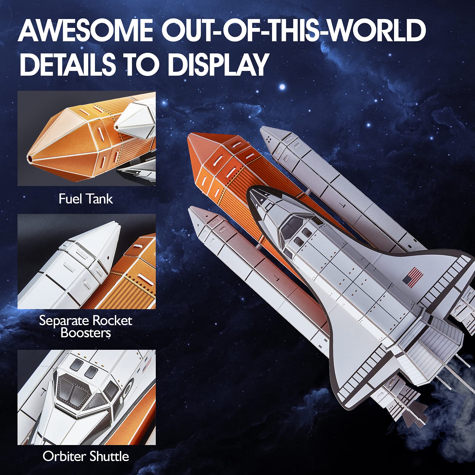 3D Puzzles for Kids Ages 3-5 4-8 National Geographic NASA Space Shuttle Rocket Ship, Space Toys for Kids 3-5 Space Toys for Boys 5-8, Space Exploration with Booklet, Toys for 5 Year Old Boys Girls