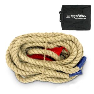 33 Foot TUG of WAR Rope with Flag – Kids and Adults Family Game – Team Building – Soft Rope - Professional Long Lasting - Extra Thick for Easier GRIPPING